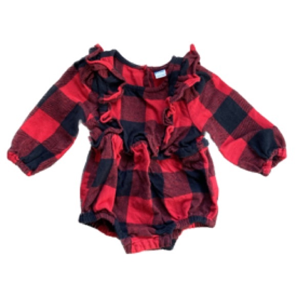 Old Navy | Bottoms | Old Navy Red And Black Buffalo Plaid Ruffle Baby Girl Bubble Romper Size ...